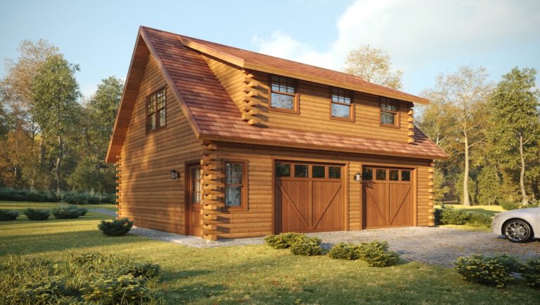 Cedar Log Garage Kits - Katahdin Cedar Log Homes