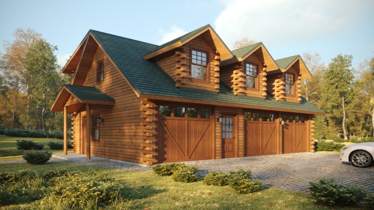 Cedar Log Garage Kits - Katahdin Cedar Log Homes