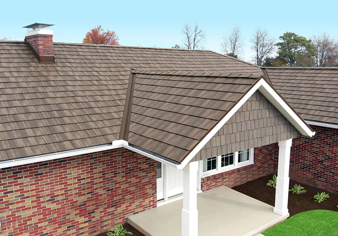 Shake Metal Roof Works for Log Homes - Katahdin Cedar Log Homes